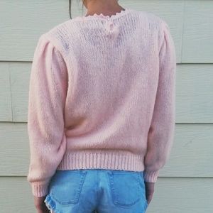 Vintage | Sweaters | Vintage Shenanigans Pink Sweater With Pearls ...